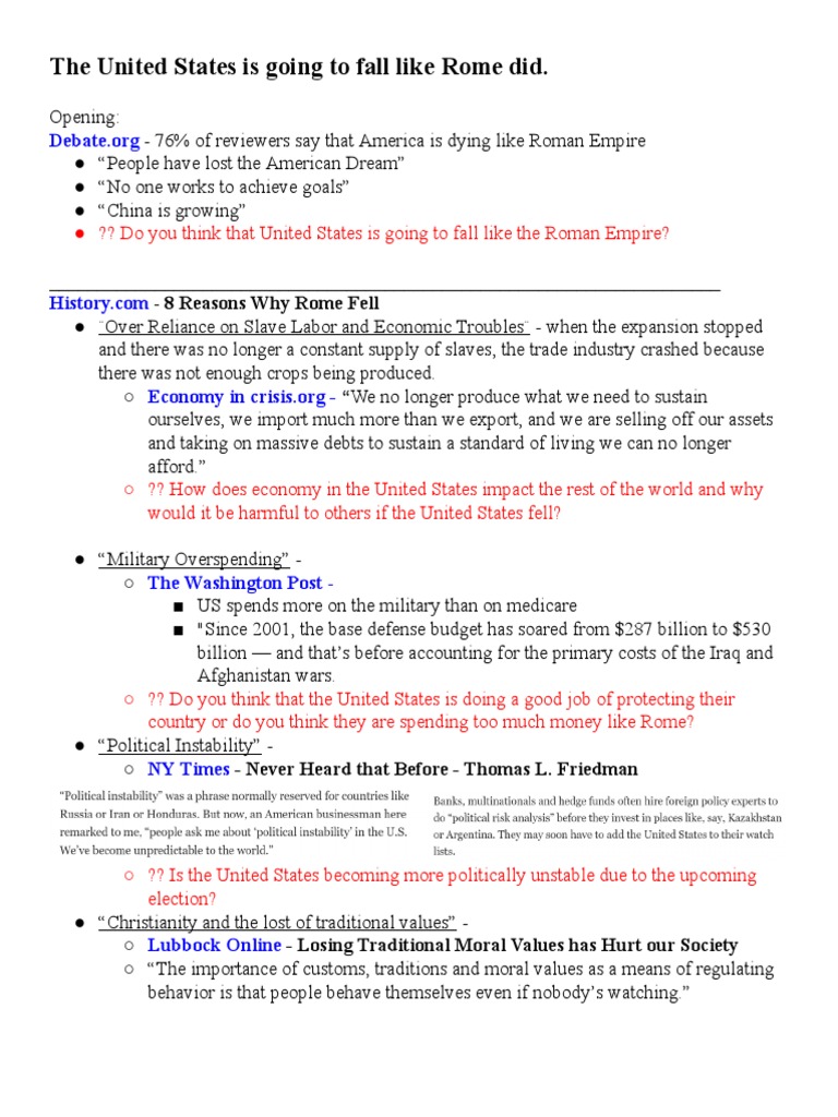 Is America Falling Like Rome? | PDF | Roman Empire | September 11 Attacks