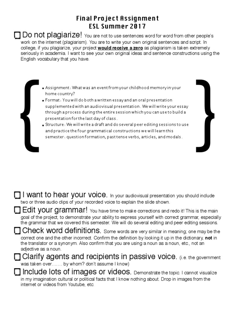 Final Project Checklist | PDF