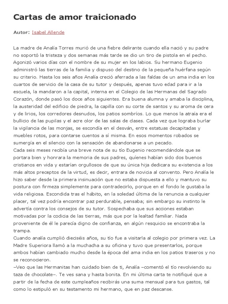 Cartas de Amor Traicionado - Isabel Allende | Amor