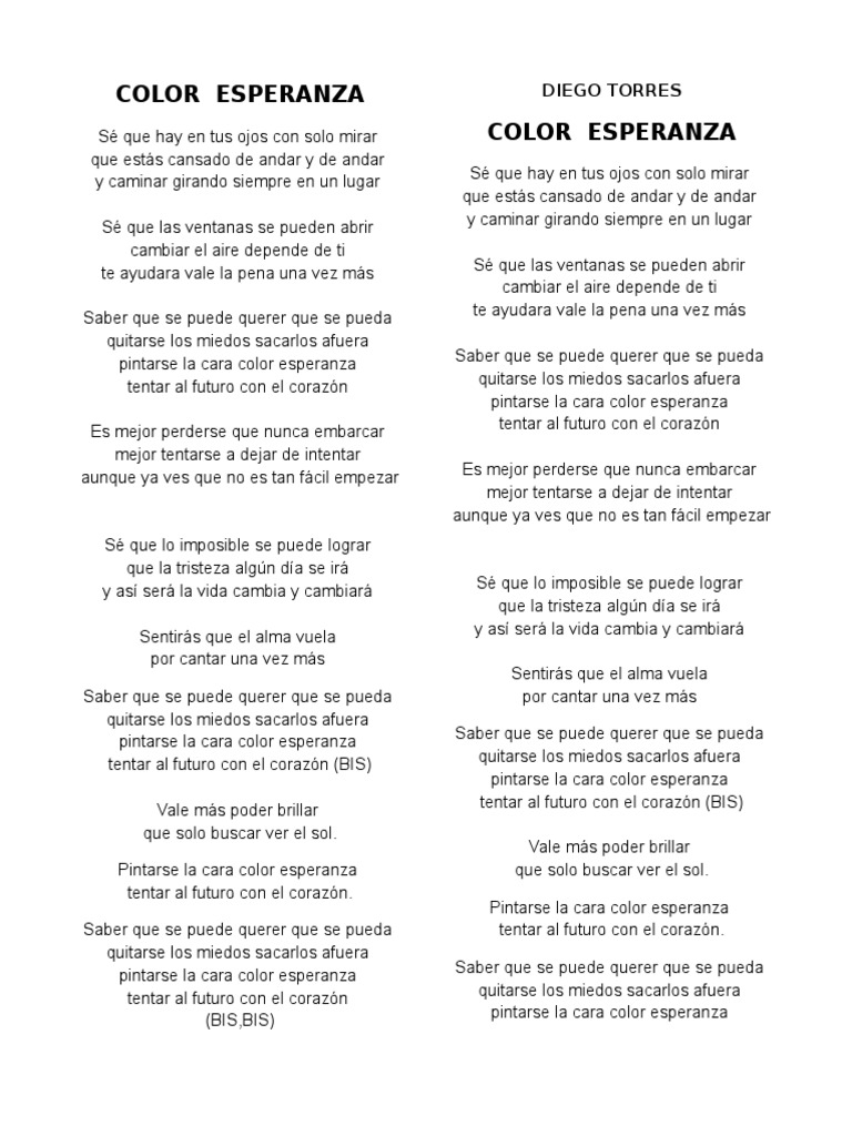 Color Esperanza Letra | PDF | Ocio