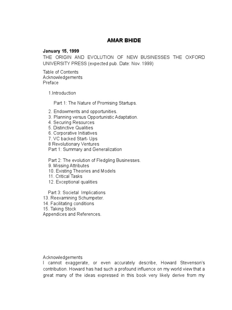 Amar Bhide | PDF | Entrepreneurship | Capitalism