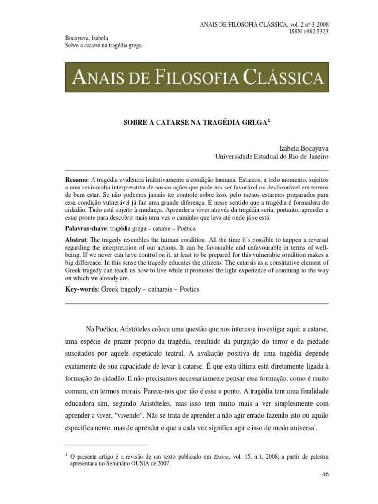 Tragédia Grega - Catarse PDF | PDF | Tragédia | Sabedoria