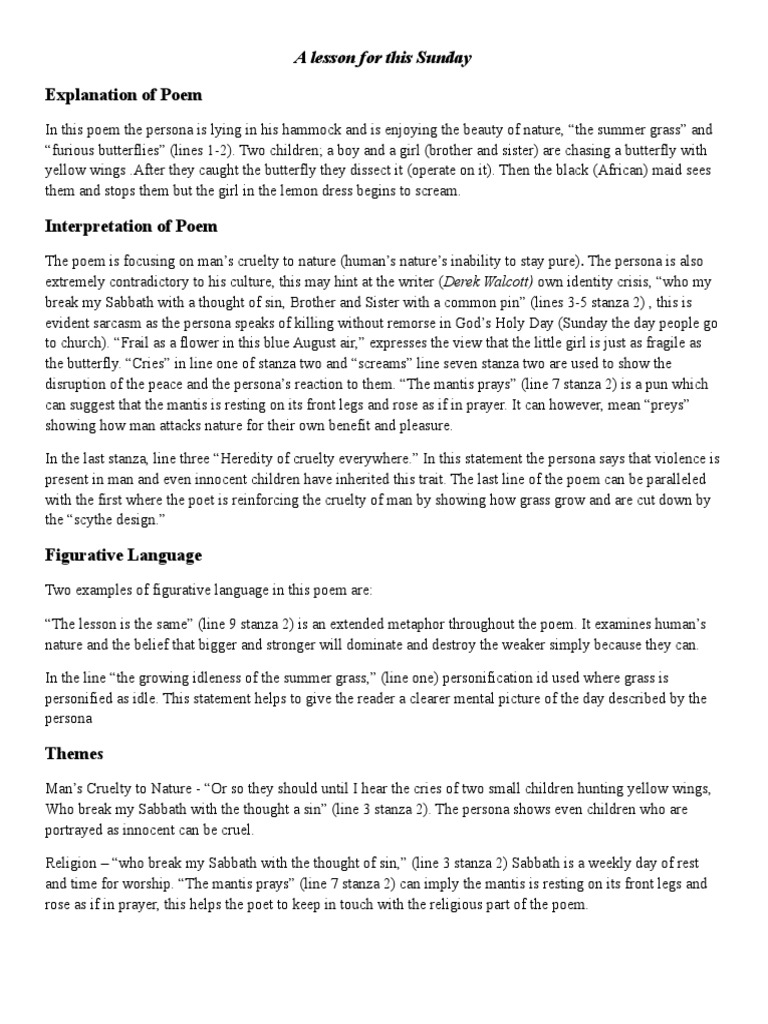 A Lesson For This Sunday | PDF | Sabbath In Christianity | Poetry