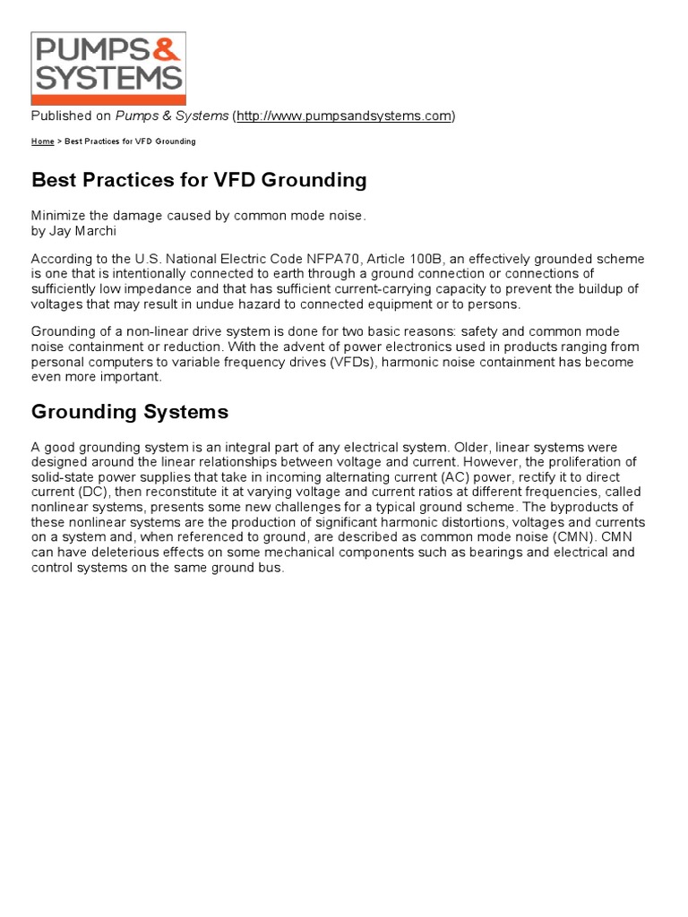 VFD Grounding Best Practices | PDF | Alternating Current | Power ...