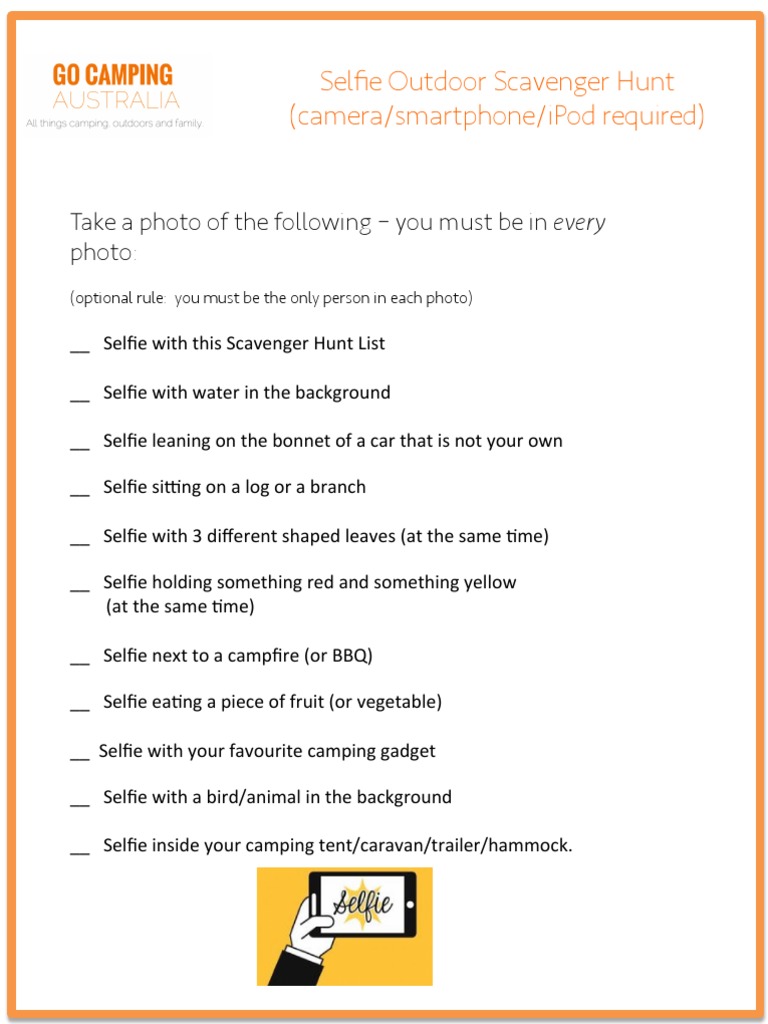 Selfie Outdoors Scavenger Hunt | PDF