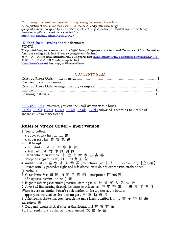 !K Kanji Kaku - Strokes | PDF | Kanji | Japanese Writing System