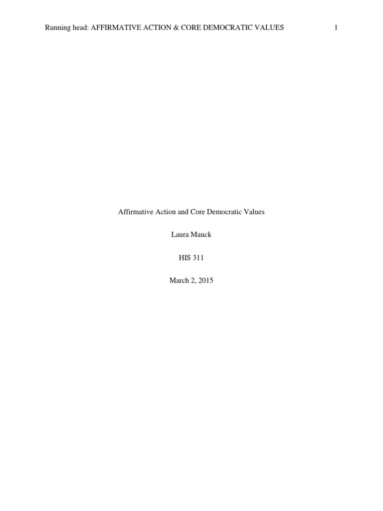 Affirmative Action and Core Democratic Values | PDF | Affirmative ...
