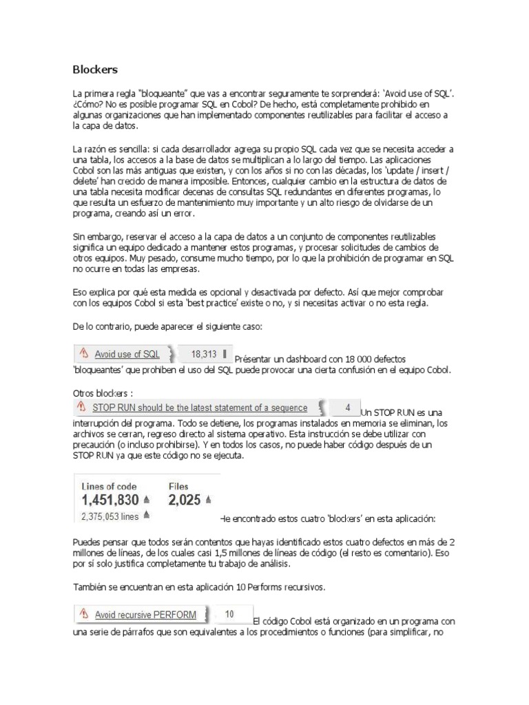 Mejores Practicas Cobol | PDF | SQL | Archivo de computadora