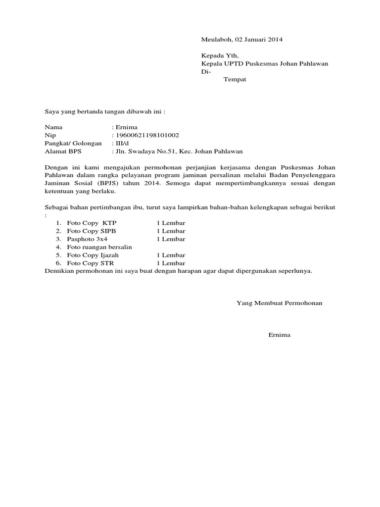 Surat Permohonan PKS | PDF