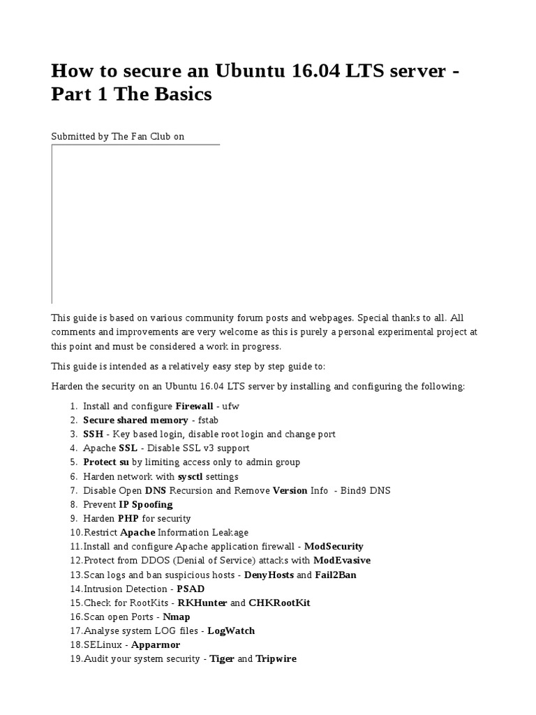 How To Secure An Ubuntu 1604 Lts Server Part 1 The Basics Pdf Secure Shell Superuser