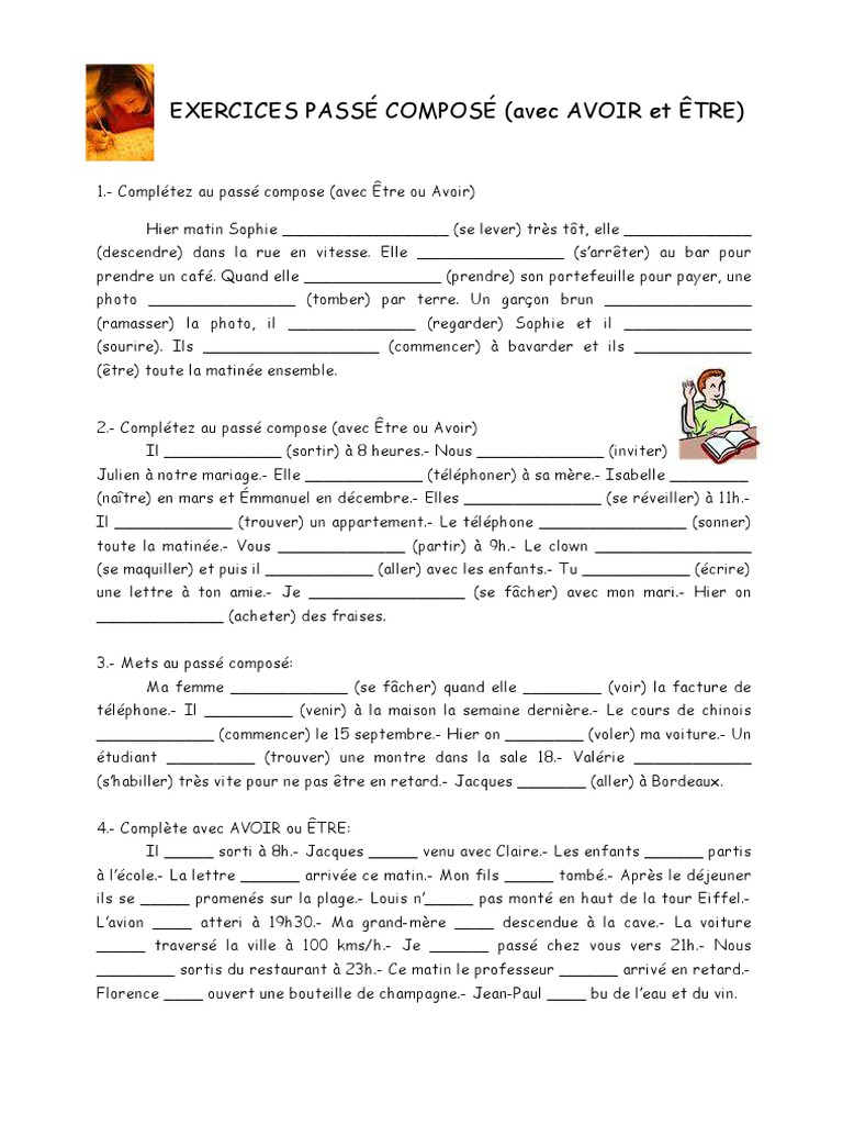 (EXERCICES PASSÉ COMPOSÉ - Avoir Et Être - ) PDF | PDF