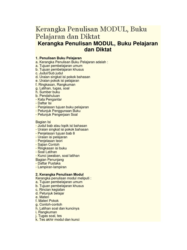Kerangka Penulisan MODUL | PDF | Kajian Bahasa Asing | Komputer