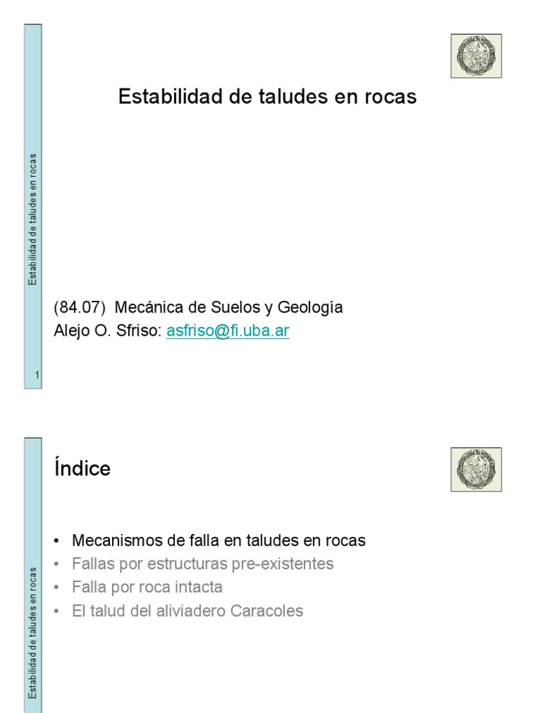 406 Estabilidad de Taludes Rocas | PDF | Falla (geología) | Mecánica de ...