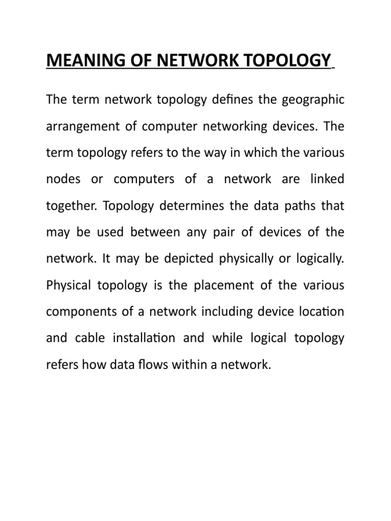 Meaning of Network Topology | PDF | Network Topology | Data Transmission