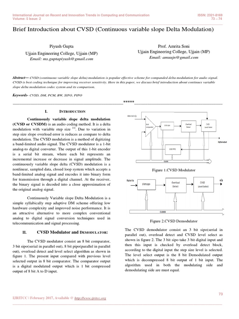CVSD Modulation Explained | PDF | Modulation | Signal Processing