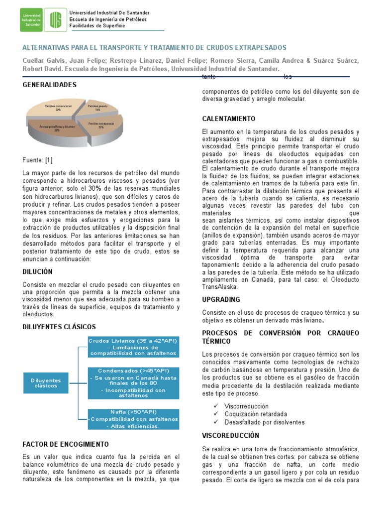 Transporte de crudo extrapesado | PDF | Petróleo | Agrietamiento (Química)