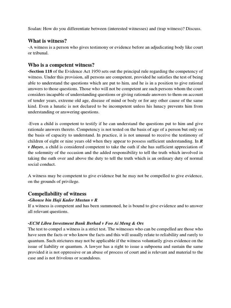 Answers Evidence | Witness | Testimony