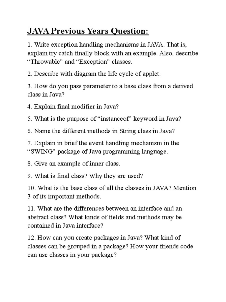 Theory Questions Java Download Free Pdf Class Computer Programming Java Programming