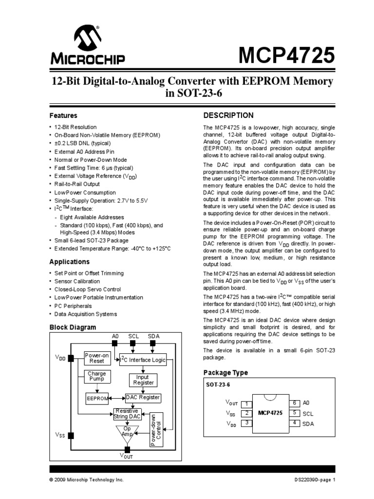 mcp4725.pdf | Digital To Analog Converter | Computer Engineering