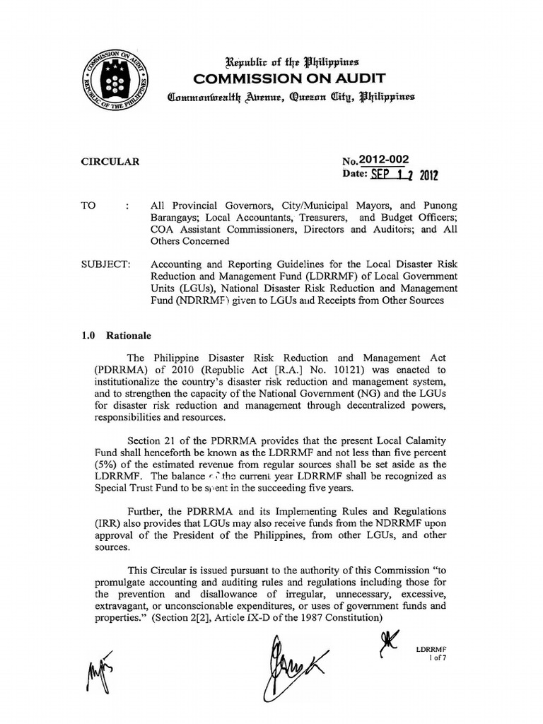 COA Circular No. 2012-02 Sept 12 2012 - Accounting and Reporting ...