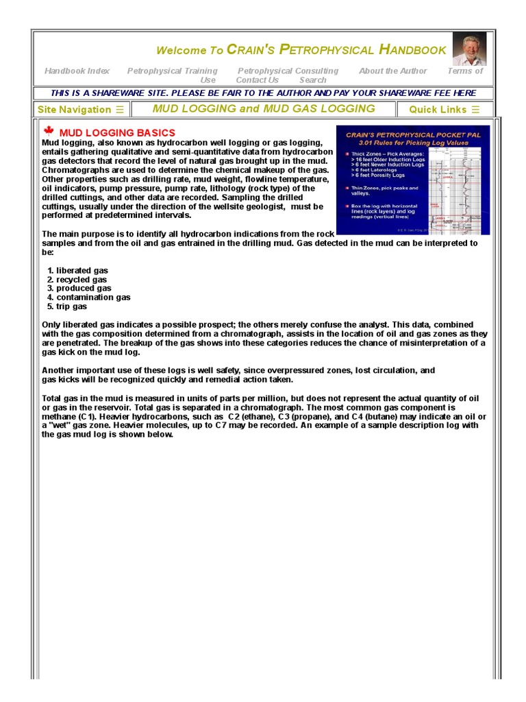 Crain's Petrophysical Handbook - Mud Logging and Mud Gas Logging | PDF ...