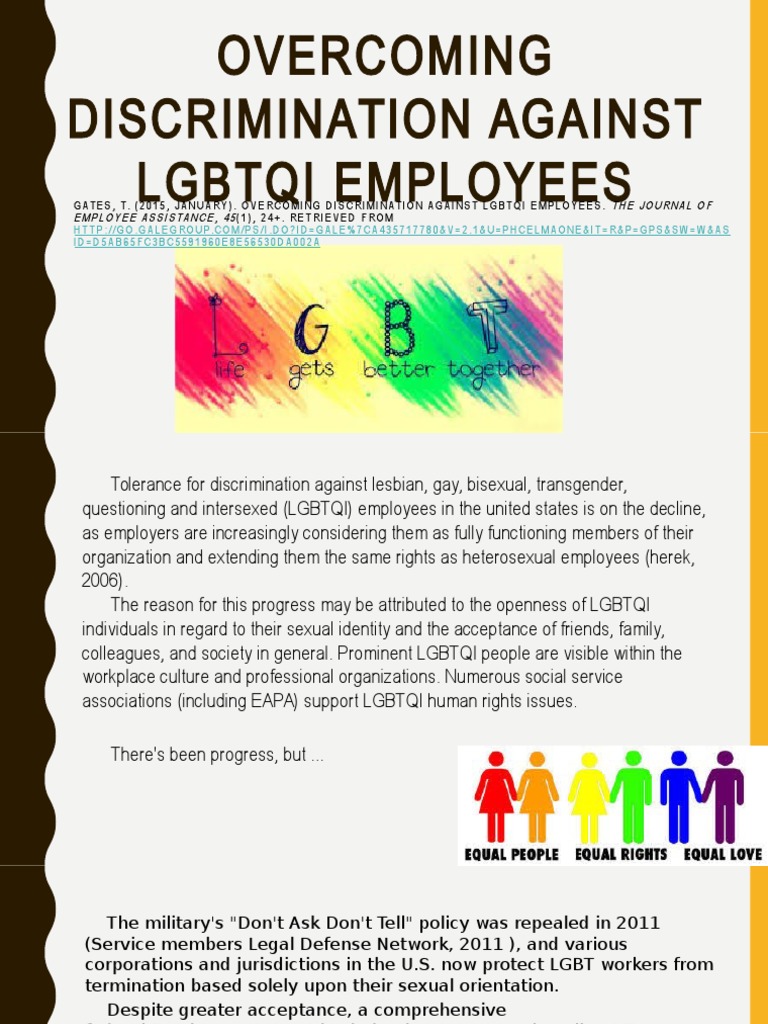 Overcoming Discrimination Against Lgbtqi Employees | PDF | Lgbt ...