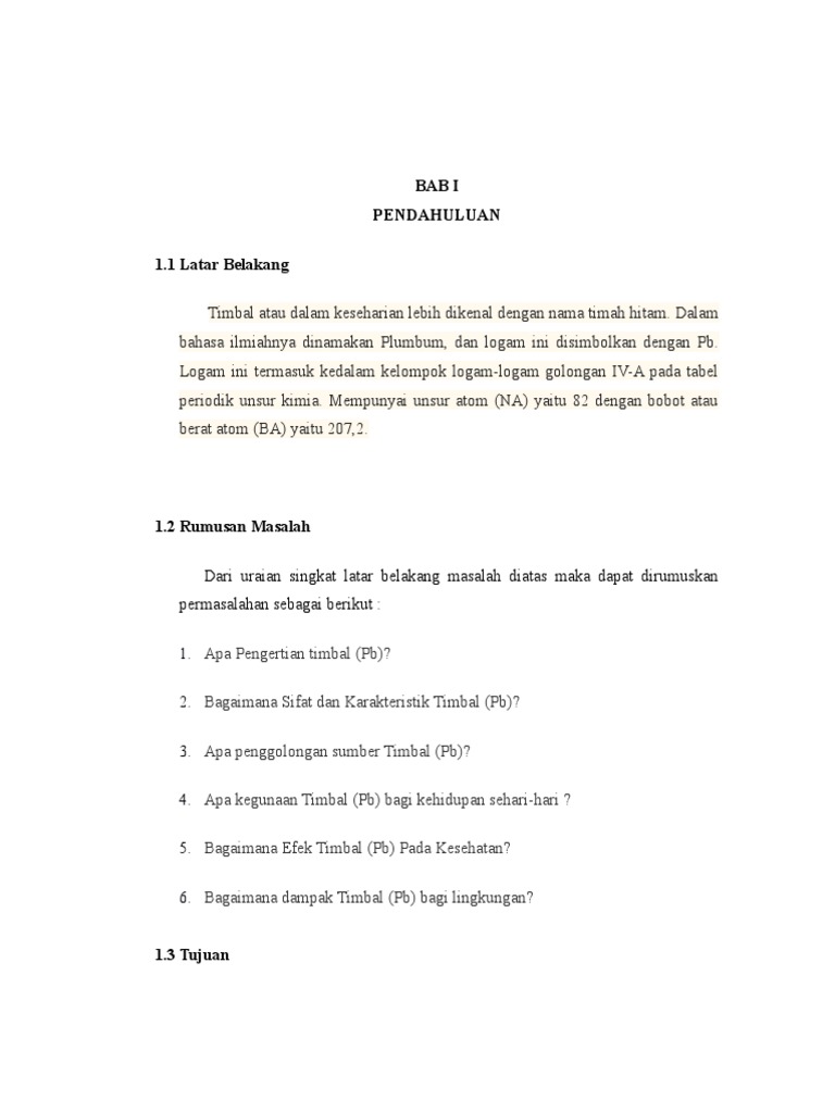 Kegunaan Dan Bahaya Timbal Pb Pdf