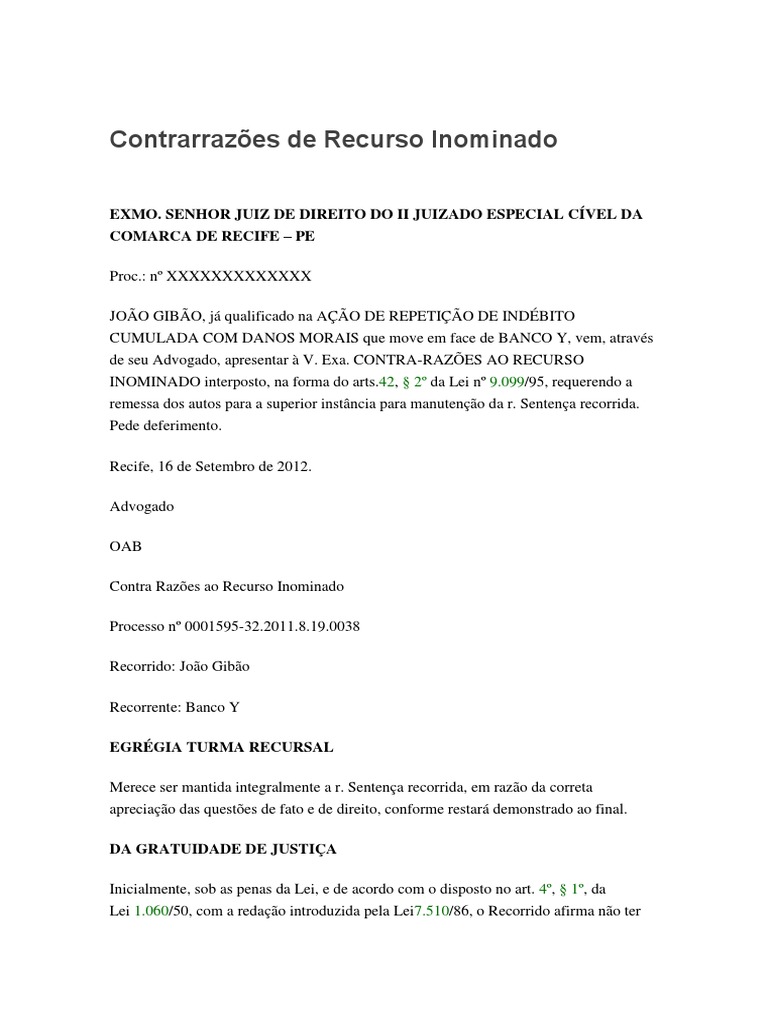 Topo 90 imagem modelo de contrarrazões de recurso inominado - br ... Topo 90 imagem modelo de contrarrazões de recurso inominado - br ...