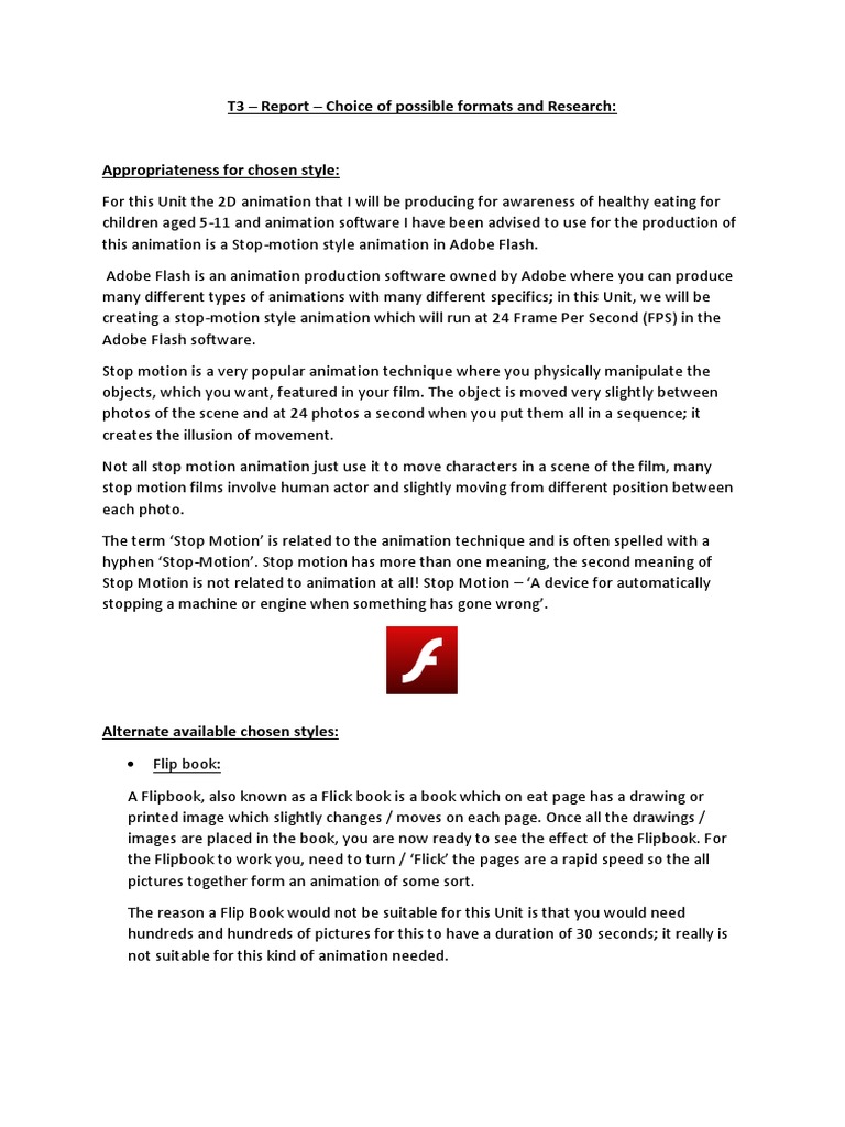 T3 - Report - Choice of Possible Formats and Research | PDF | Animation ...
