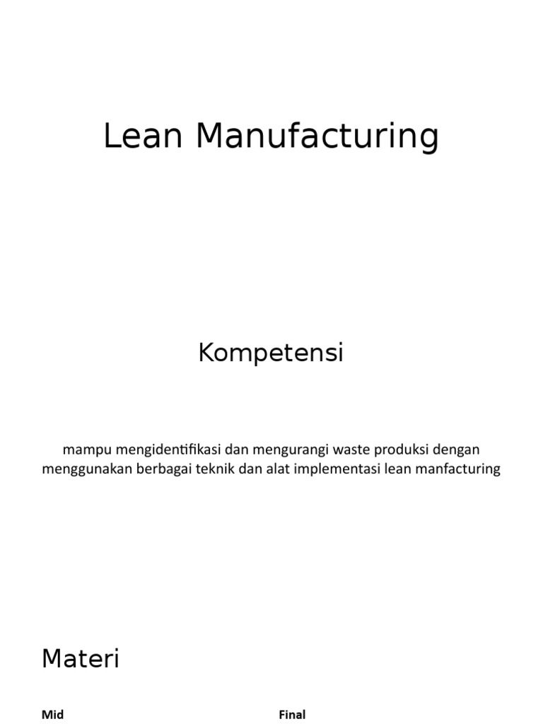 Presentation1 Intro To Lean Manufacturing | PDF | Produksi Ramping ...
