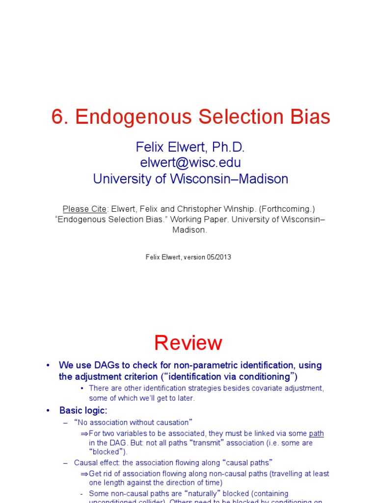 Endogenous Selection Bias | PDF | Confounding | Endogeneity (Econometrics)
