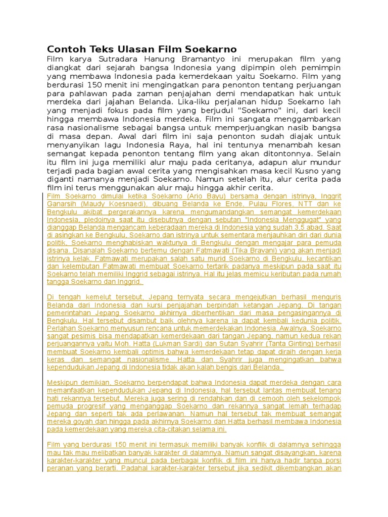 Contoh Teks Ulasan Film Soekarno | PDF