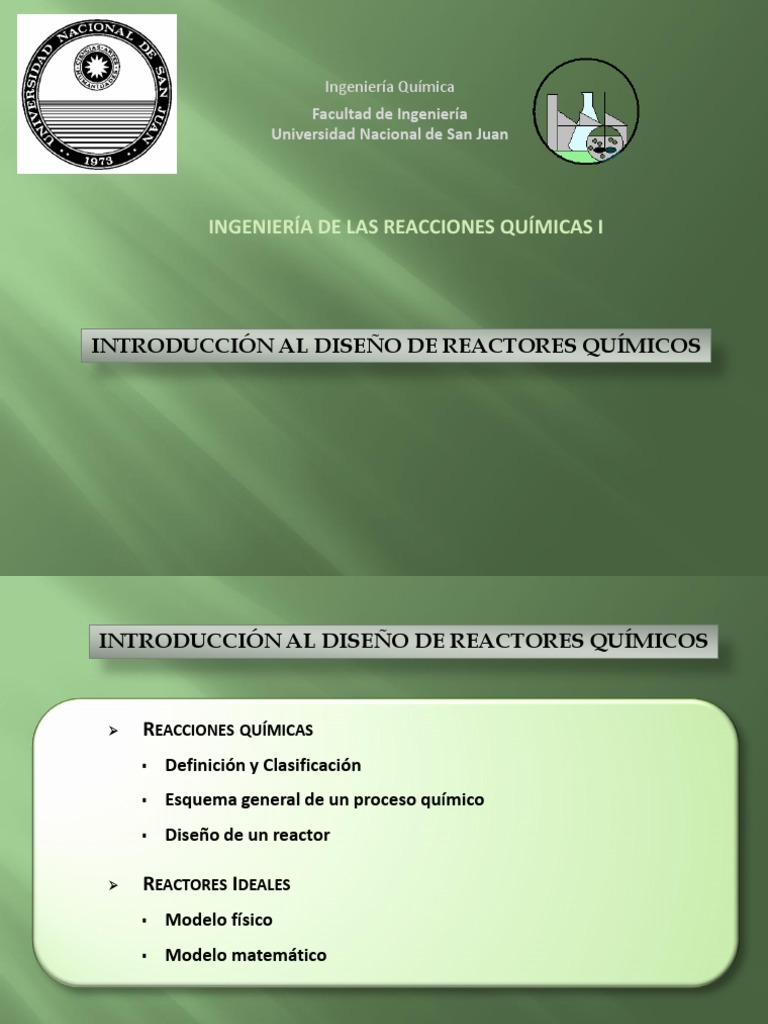 1 - IRQ I - Introducción Al Diseño de Reactores Químicos | PDF | Reactor Quimico | Ingeniería ...