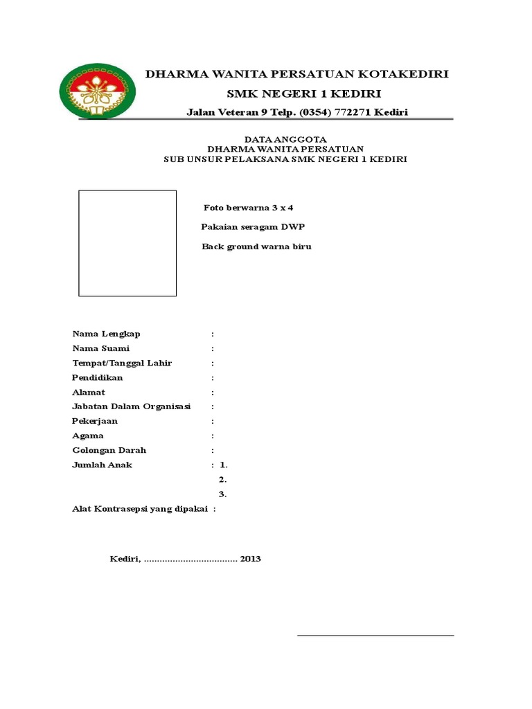 Blanko Data Anggota | PDF