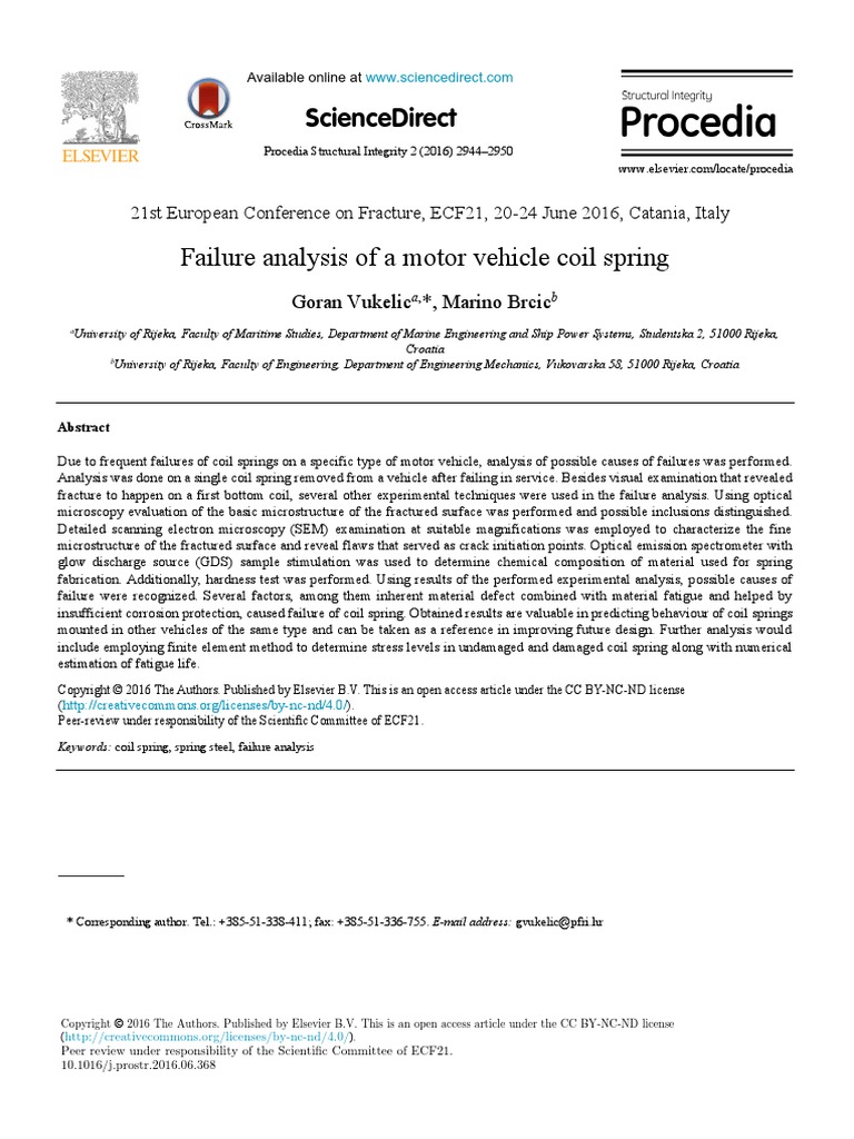 Failure Analysis of A Coil Spring | PDF | Fracture | Scanning Electron ...