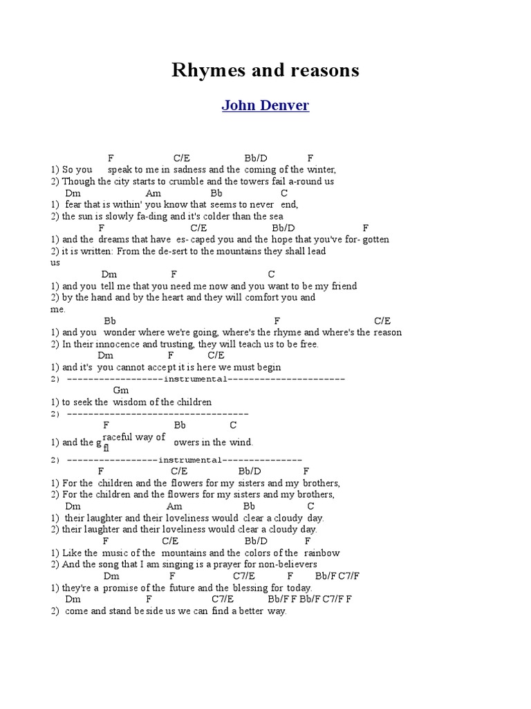 Rhymes and Reasons | PDF