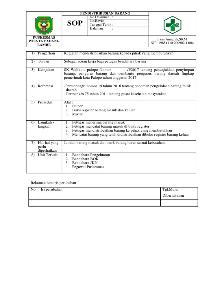 SOP Pendistribusian Barang | PDF | Sains & Matematika