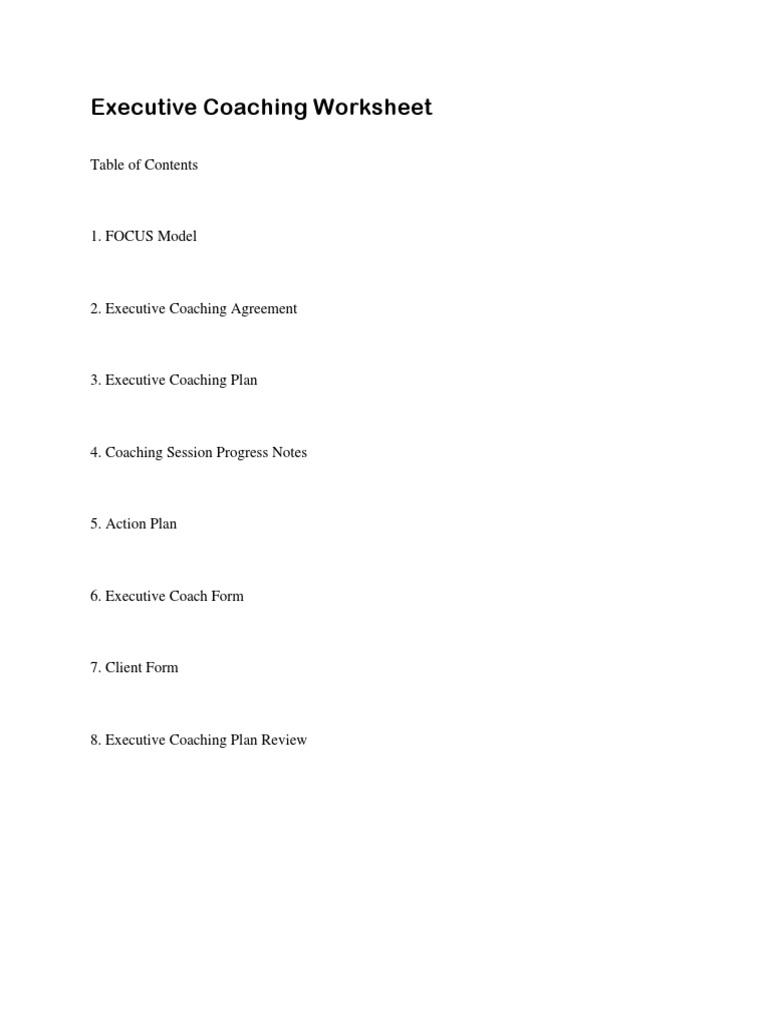 Executive Coaching Agreement Template | PDF | Goal | Information
