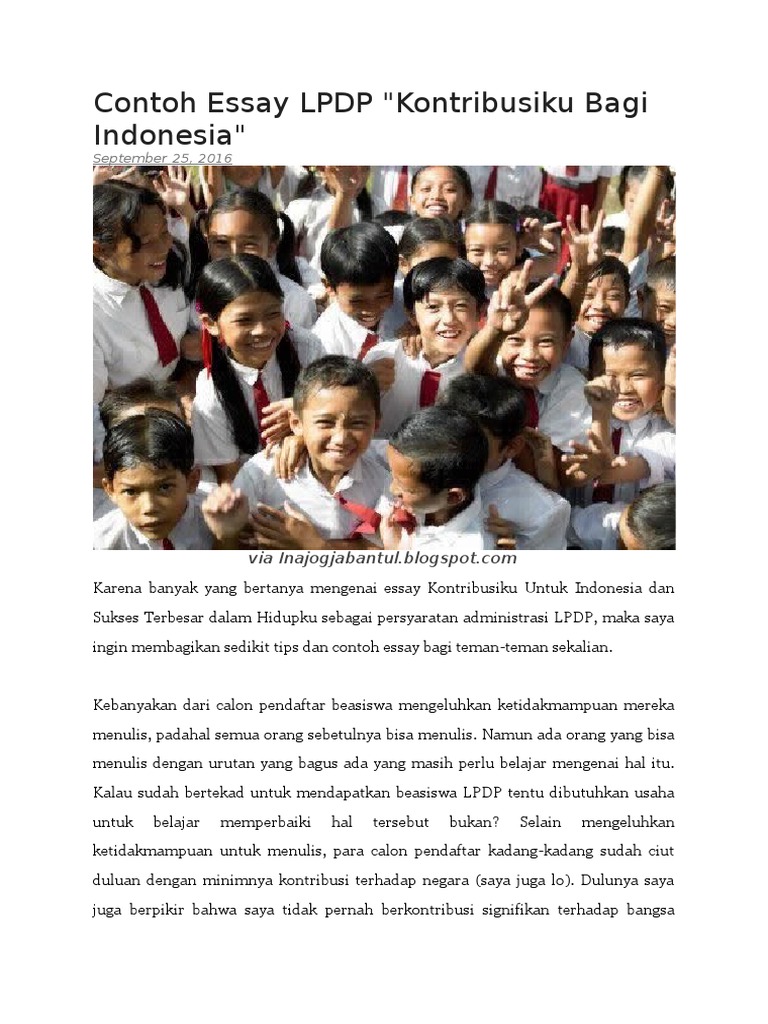 Contoh Essay LPDP | PDF