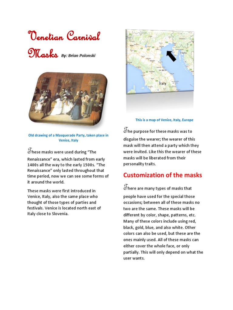 Venetian Carnival Masks | PDF | Mask | Venice