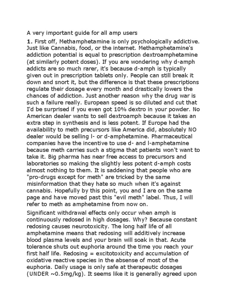 A Very Important Guide For All Amp Users | PDF | Methamphetamine | Dose ...
