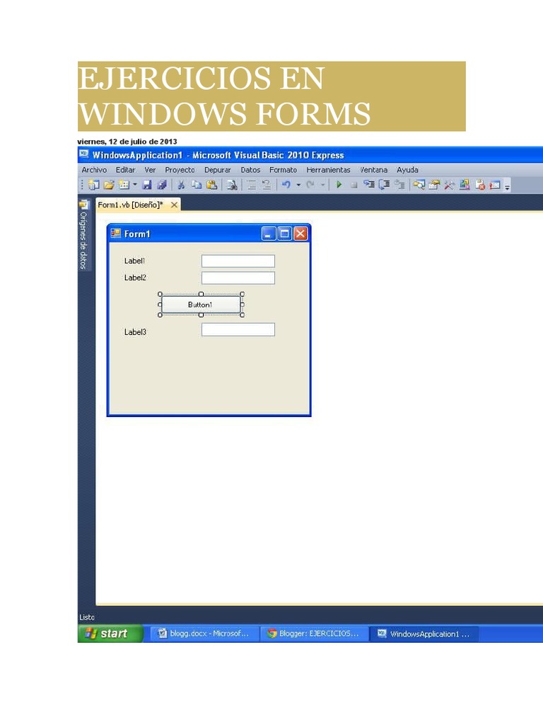 Ejercicios en Windows Forms | PDF | Informática | Software