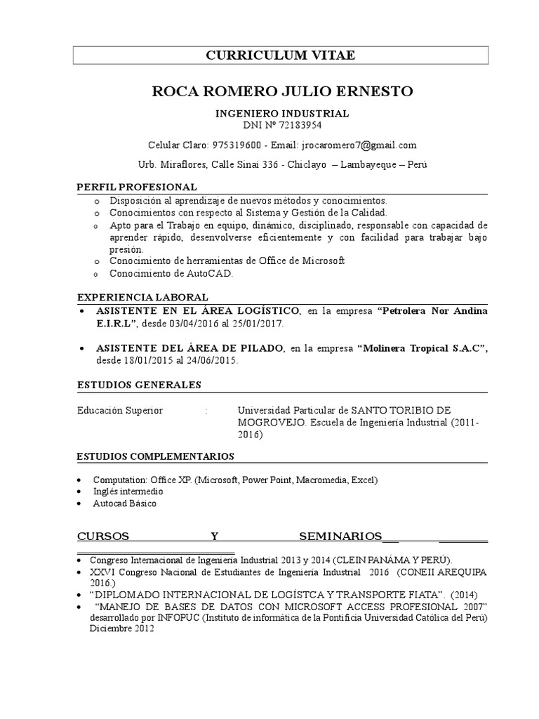 CV L Asistente | PDF | Perú | Ciencia y Tecnología