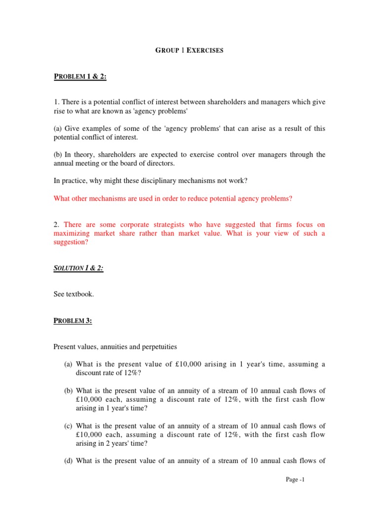 FTP Exercises | PDF | Cost Of Capital | Net Present Value