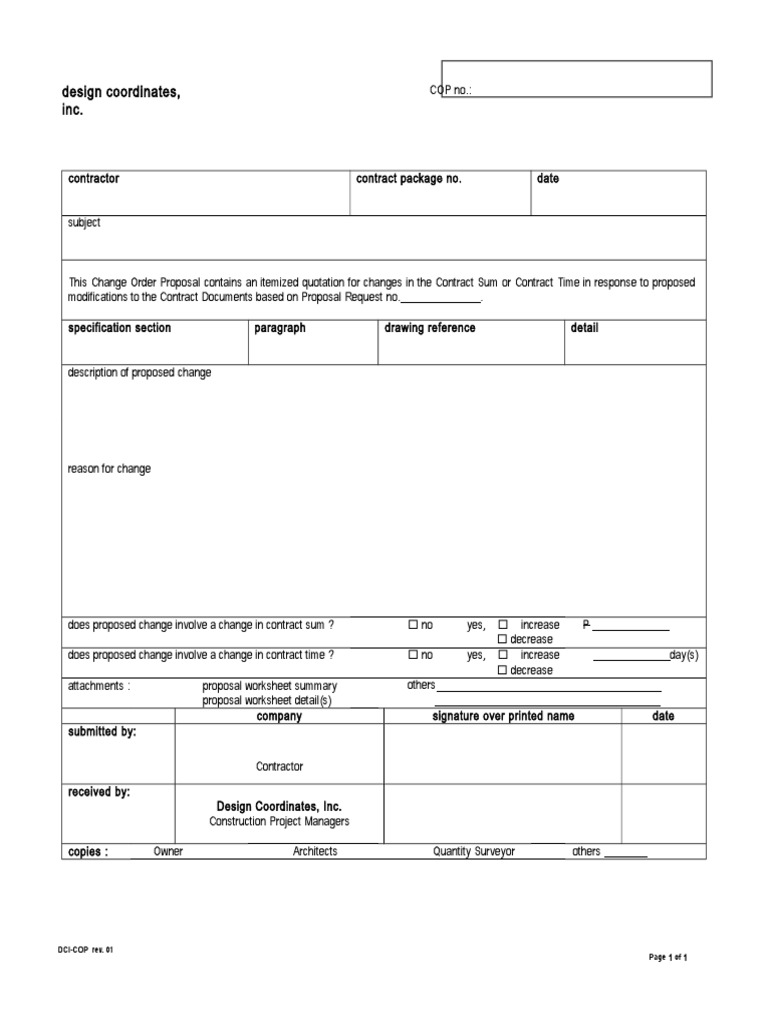 COP - Change Order Proposal | PDF