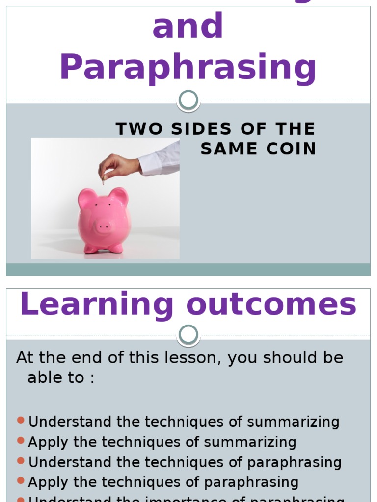 Summarizing and Paraphrasing | PDF | Phrase | Differentiated Instruction