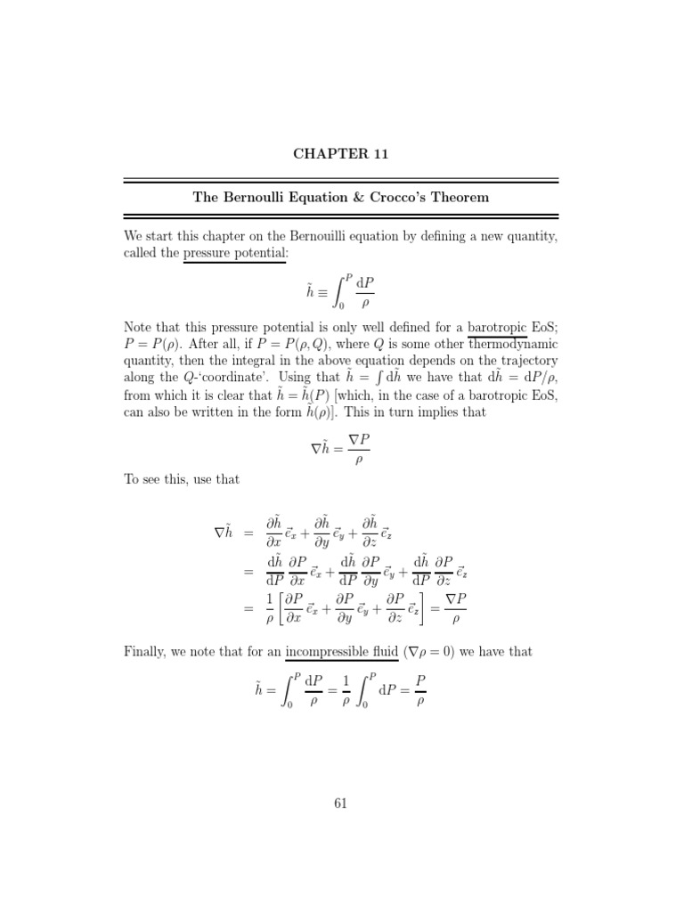 Chap 11 The Bernoulli Equation & Crocco's Theorem | PDF | Enthalpy ...