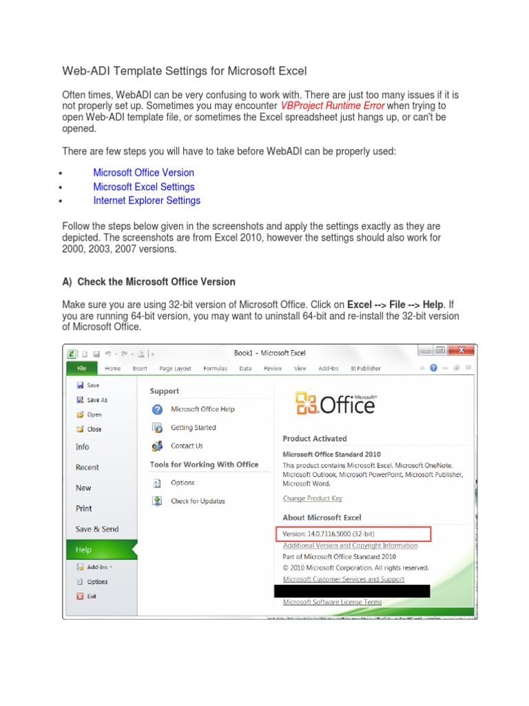 WebADI Settings | PDF | Visual Basic For Applications | Microsoft Excel