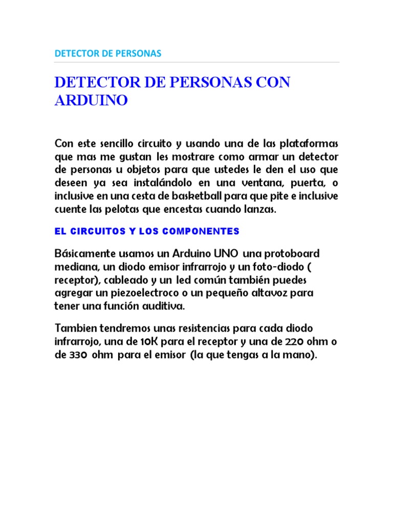 Detector de Personas Y OBJETOS CON ARDUINO | PDF | Ingeniería Electrónica | Electricidad