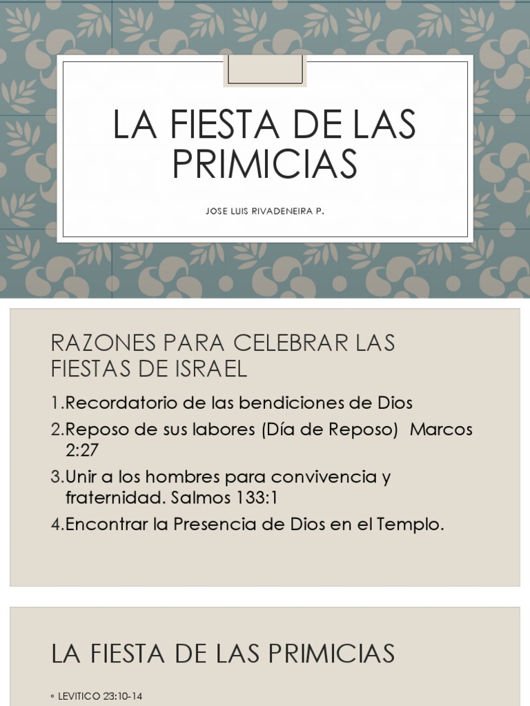 Fiesta De Las Primicias En Israel Pdf Libro Del éxodo La